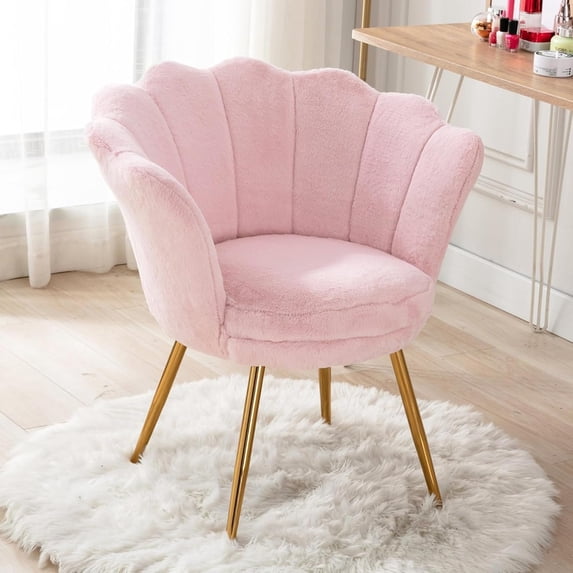 Makeup Chair with , Modern Faux Upholstered Small Accent Chair with ...
