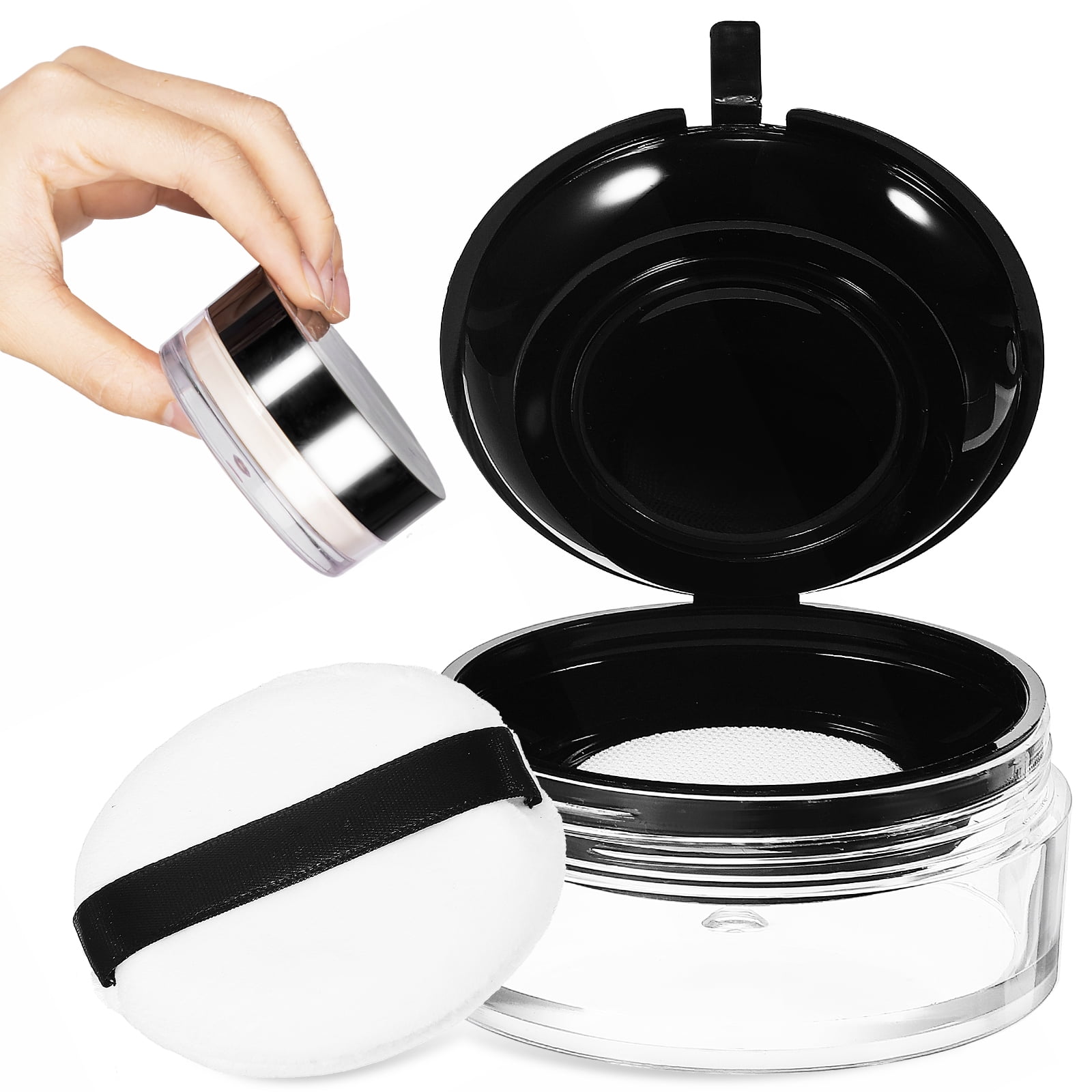 Makeup Containers Refillable Powder Container Matte No Dust Powder Puff ...