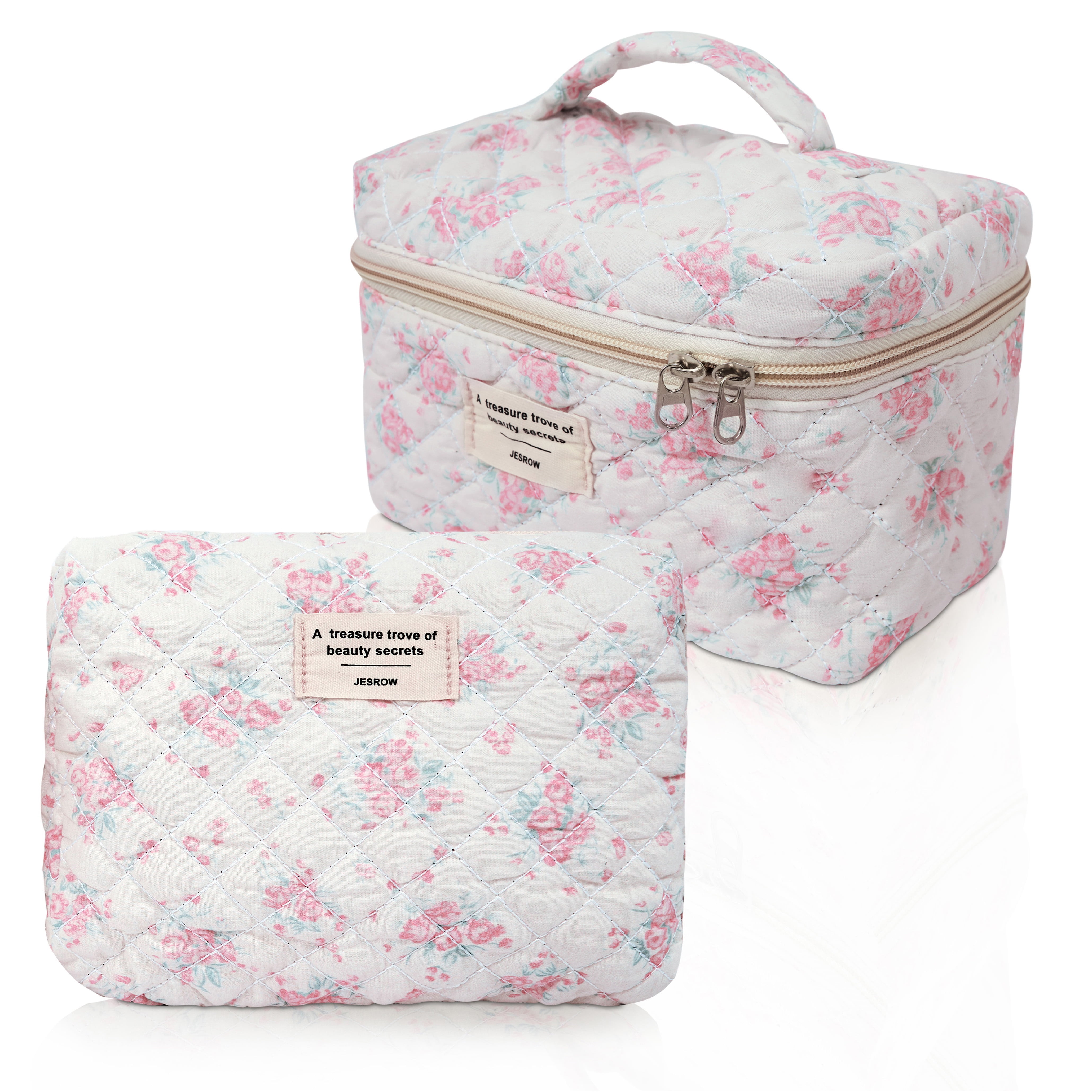 Makeup Cosmetic Bag Set, Stylish and Spacious Cotton Quilted – Ideal ...