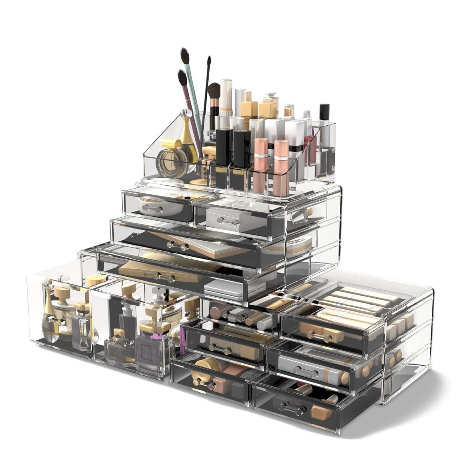 Makeup Cosmetic Organizer Storage Drawers Display Boxes Case with 12 ...