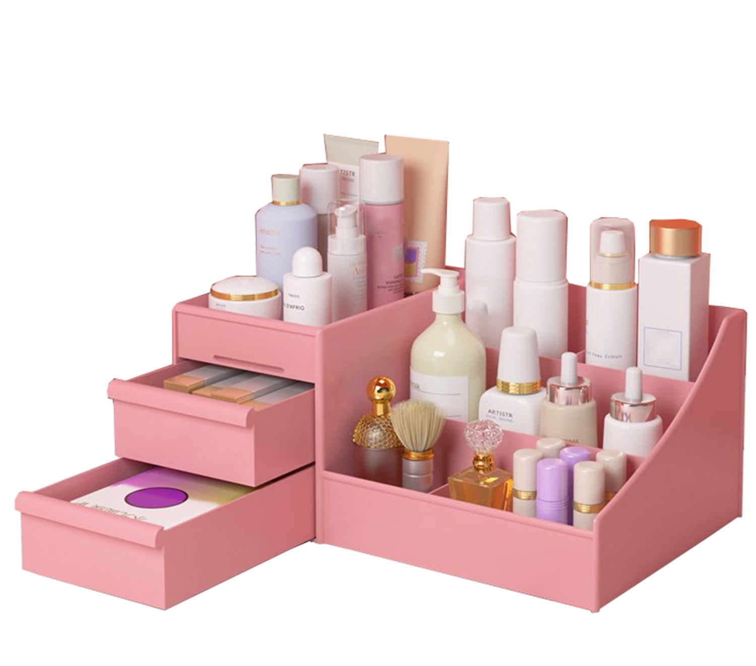 Makeup Desk Cosmetic Storage Box Organizer with Drawers, Large Capacity ...