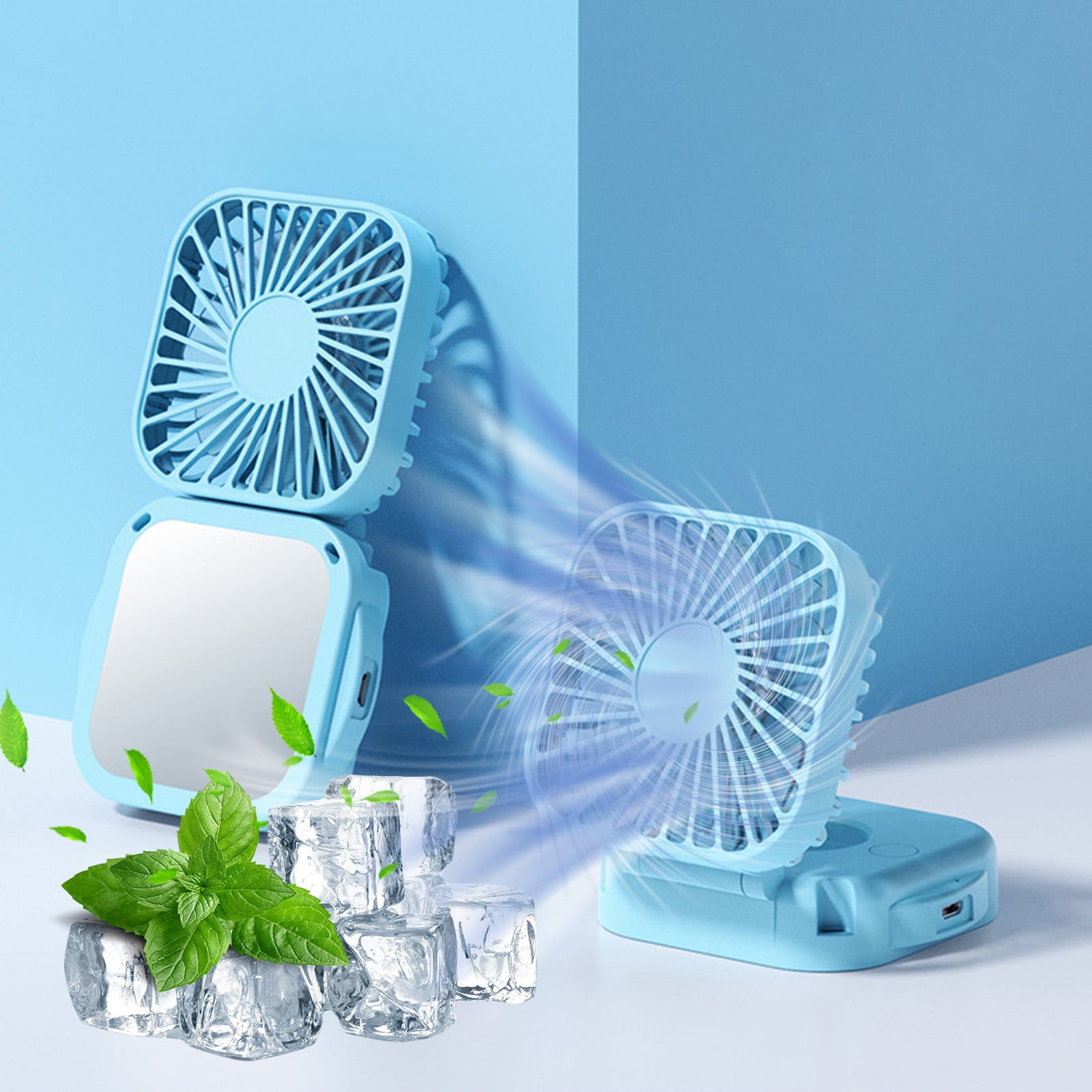 Makeup Fan Usb Handheld Fan Reversible Base Vertical Blowing 3 Wind ...