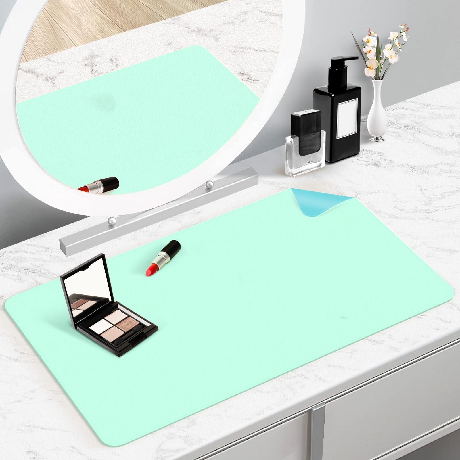 Makeup Mat for Vanity, 31.5"x15.7" Silicone Mat, X-Large Silicone Sheet ...