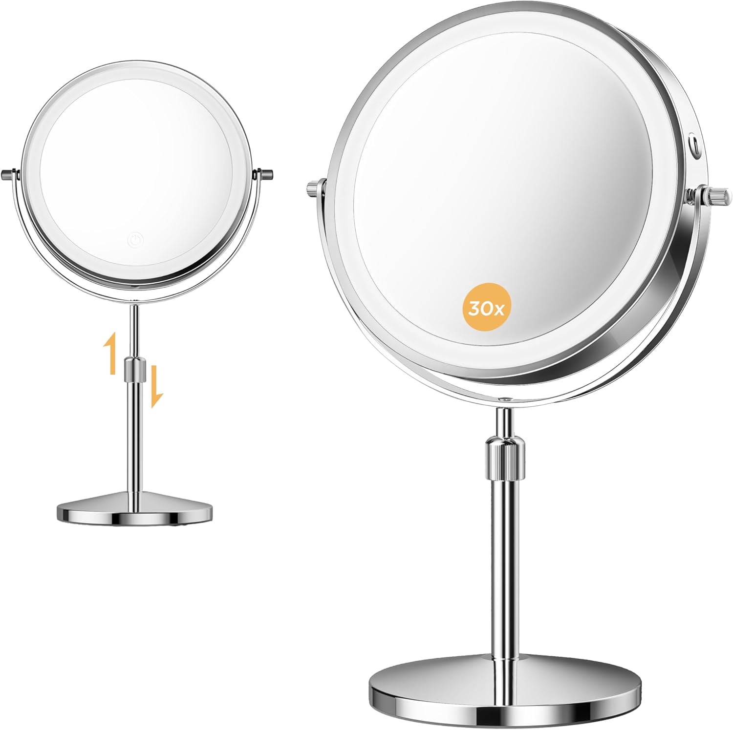 Makeup Mirror, 1X/30X Magnification with 3 Level LED Lights, 5000 mAh ...