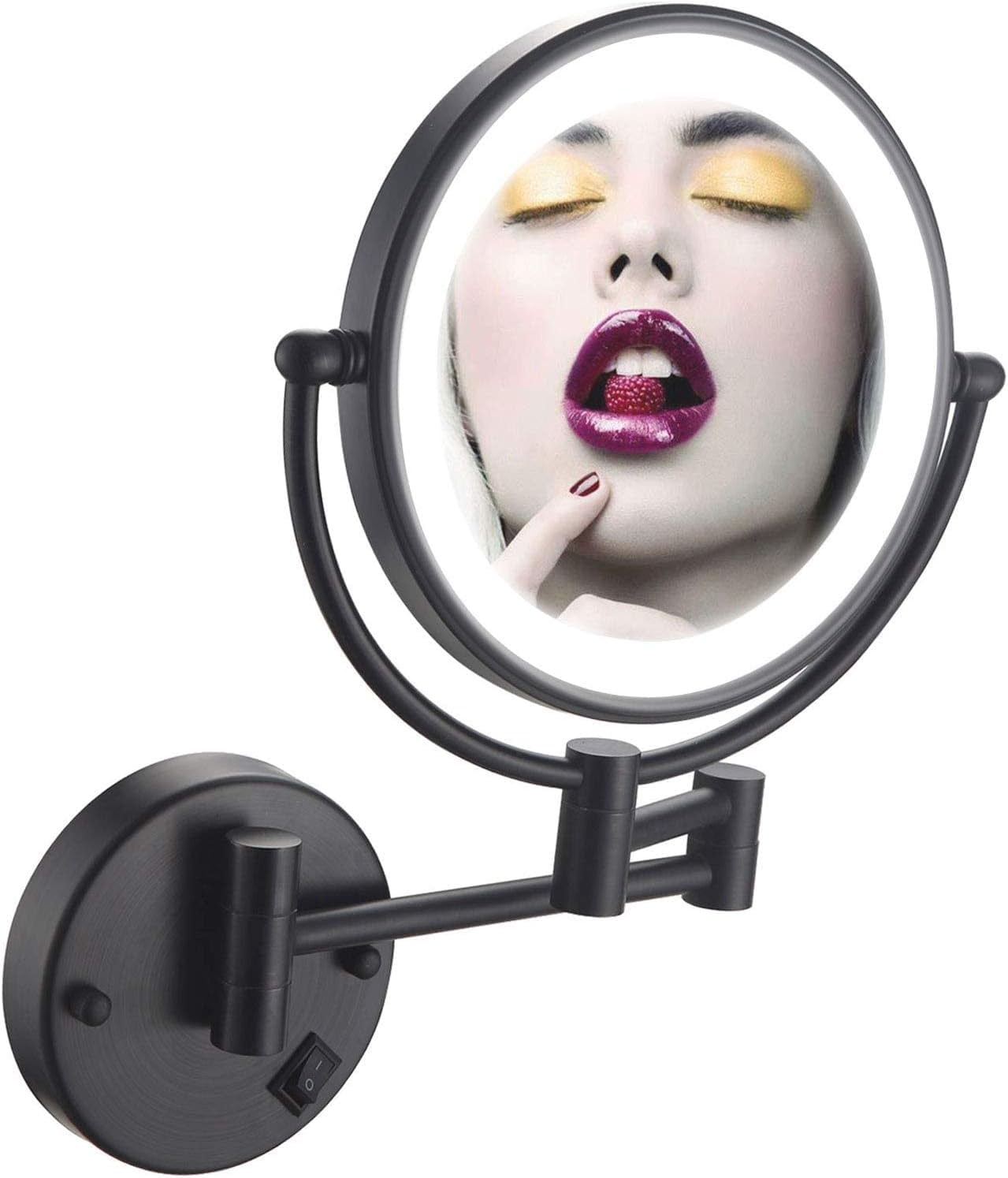 Makeup Mirror 5X Magnification Wall Mount Lighted,8 Inch Double-Sided ...
