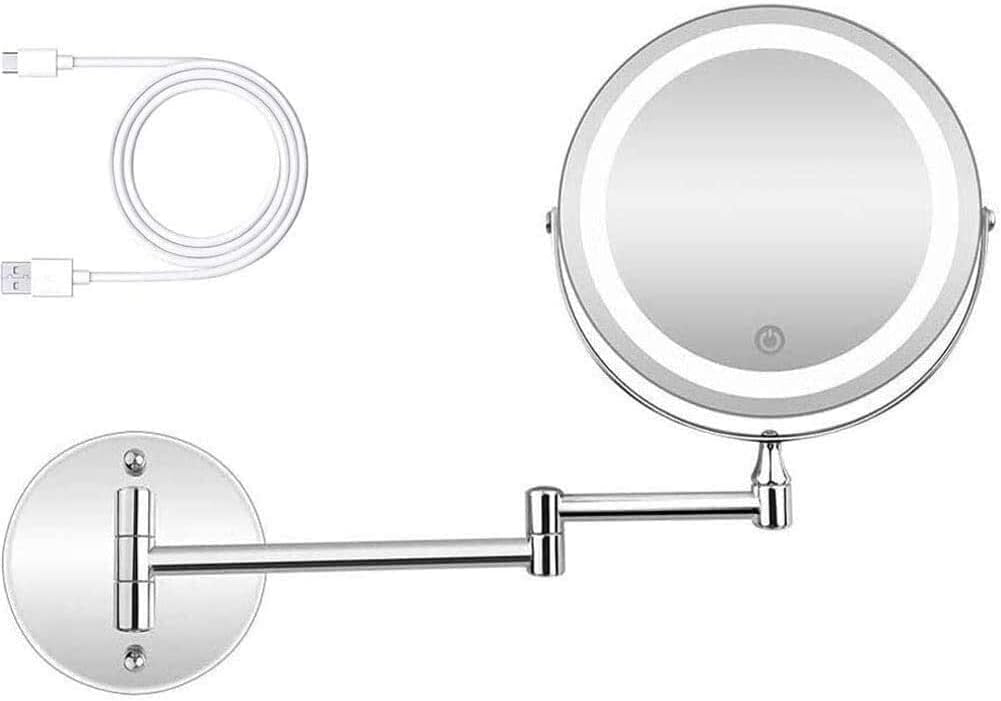 Makeup Mirror Adjustable Light Double Sided 1X/10X Magnifying Wall ...