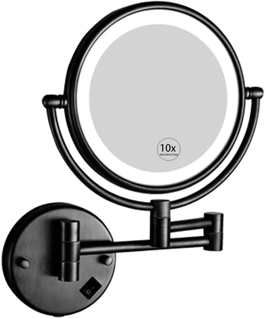 Makeup Mirror Chrome Lighted Vanity Mirror Wall Mounted Double Sided 1X ...