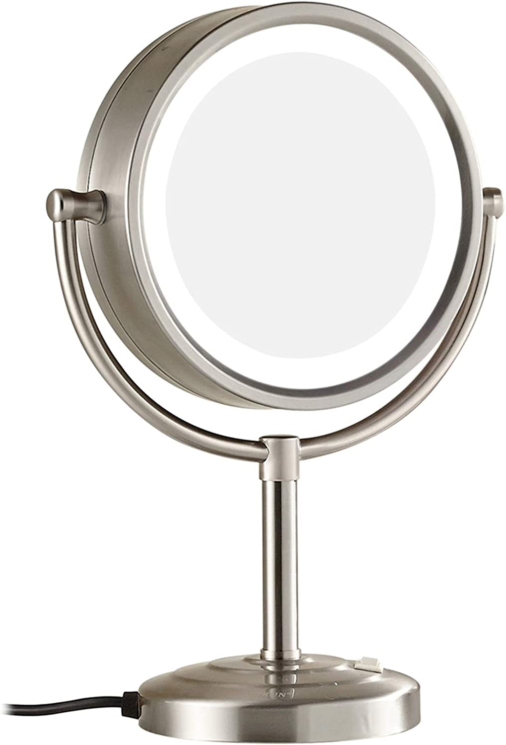 Makeup Mirror with Light and Magnification 8 Inch Brass Double Sided ...