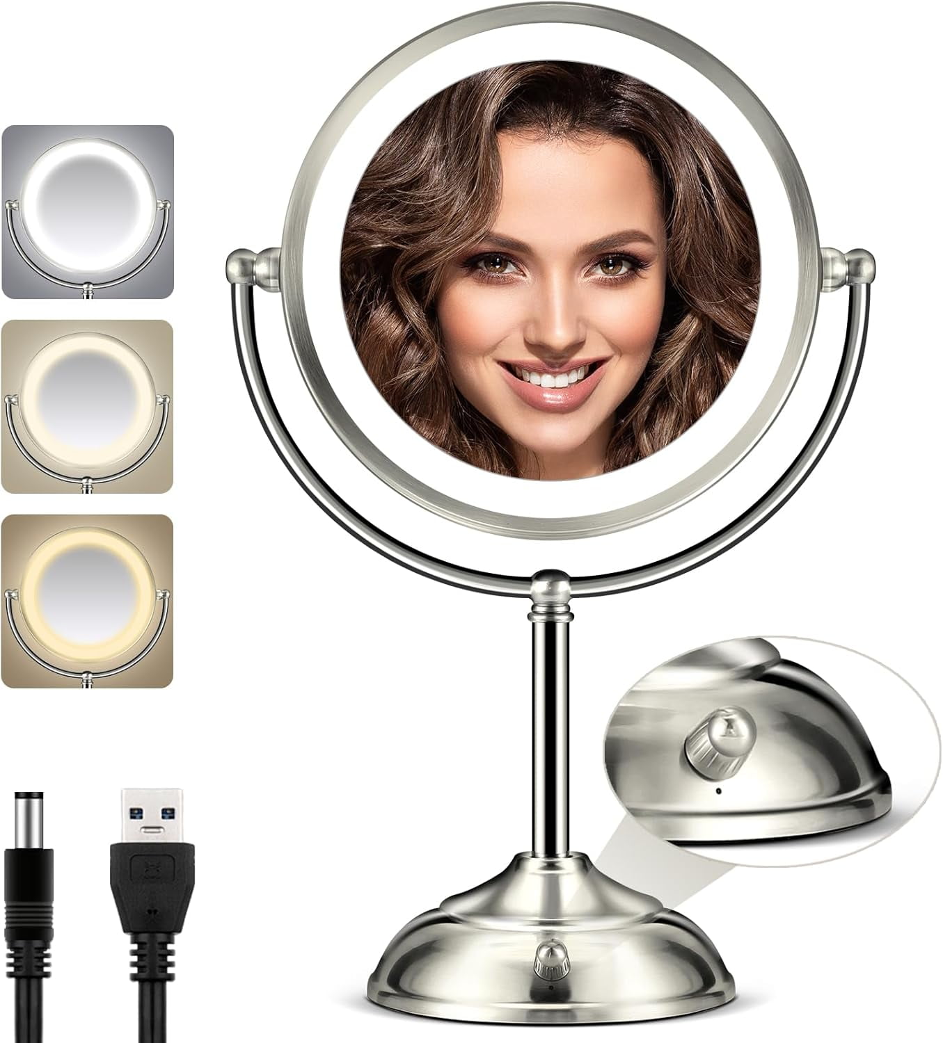 Makeup Mirror with Lights, 20X Magnifying Mirror with Light and 3 ...