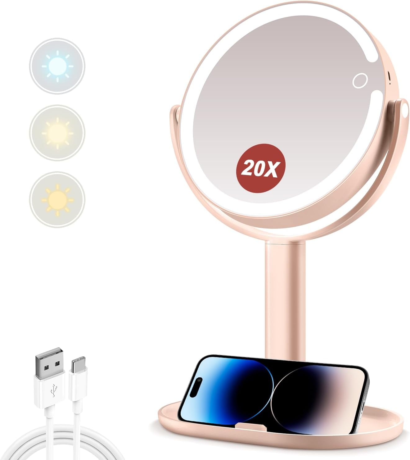 Makeup Mirror with Lights,20X Magnifying Mirror with Light and Touch ...