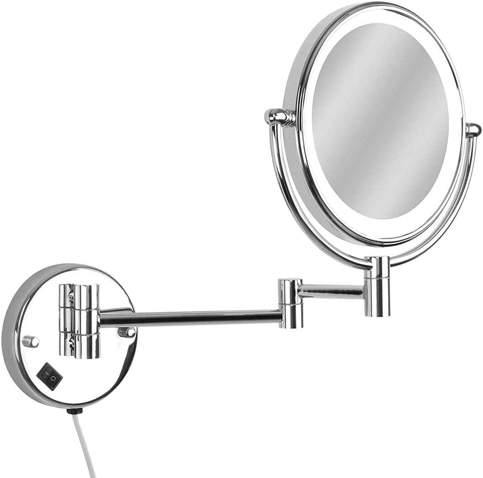 Makeup Mirror Wall Mount LED Lighted with 7X Magnification Double Sided ...