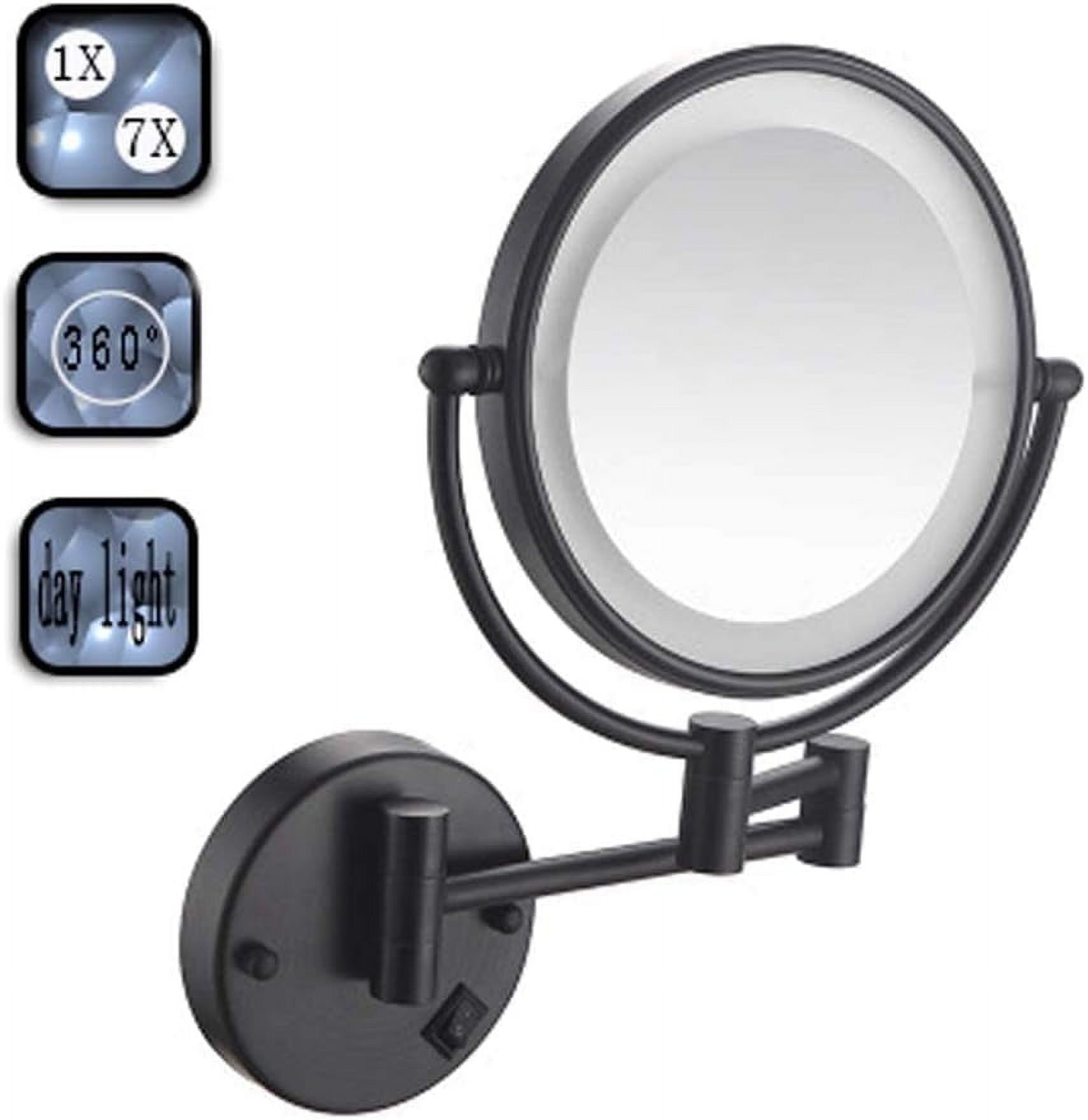 Makeup Mirror Wall Mount Lighted LED, 7X Magnification Bathroom Mirror ...