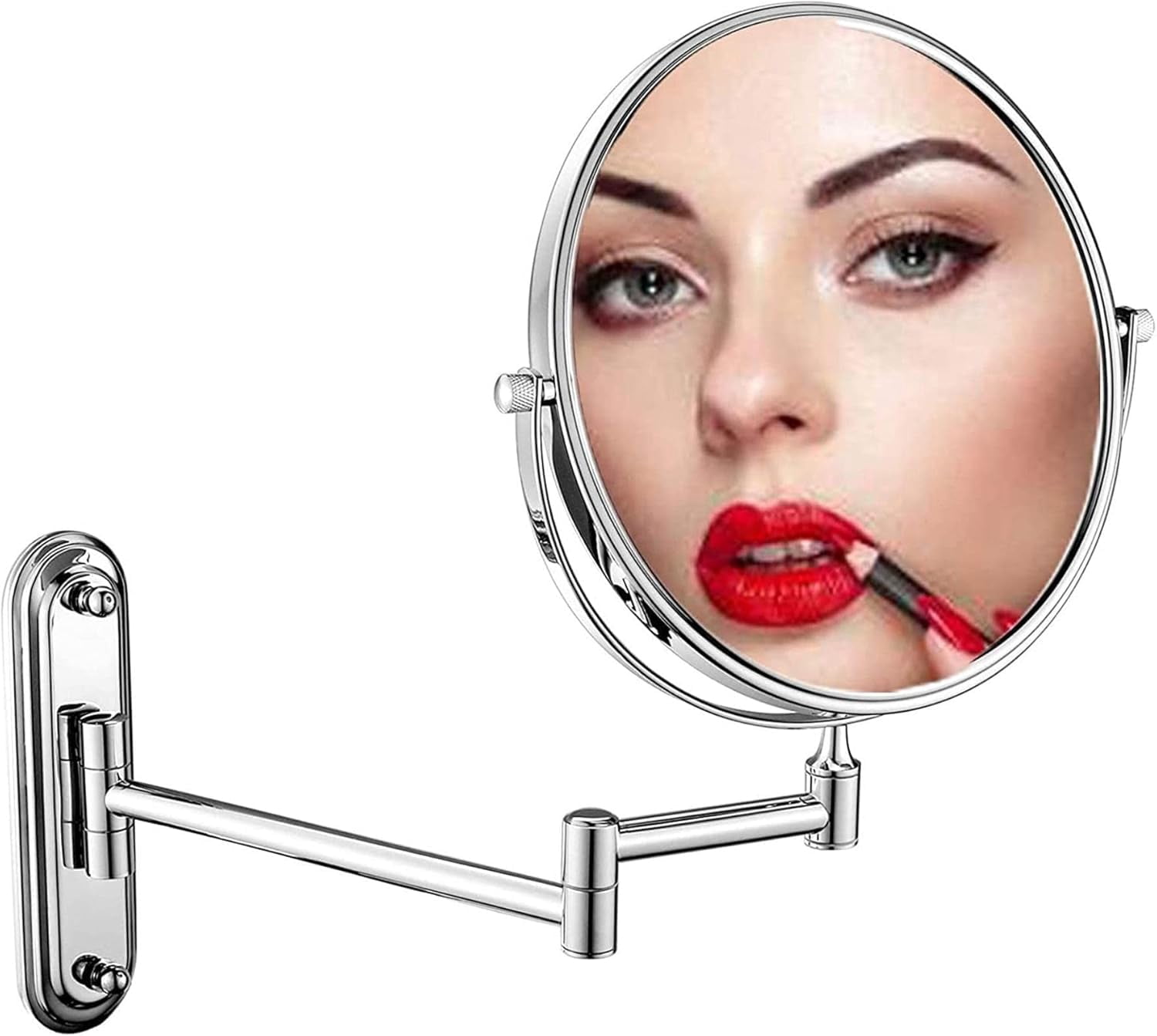Makeup Mirror Wall Mounted Vanity Mirror Extendable 360 Rotation, Round ...