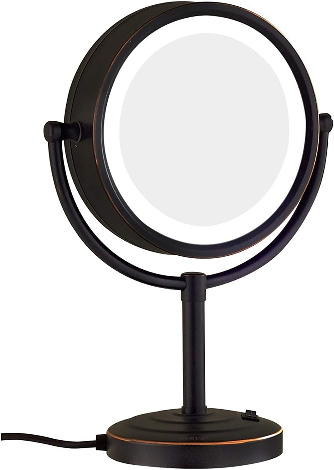 Makeup Mirror with Light and Magnification, 8 Inch Brass Double Sided ...