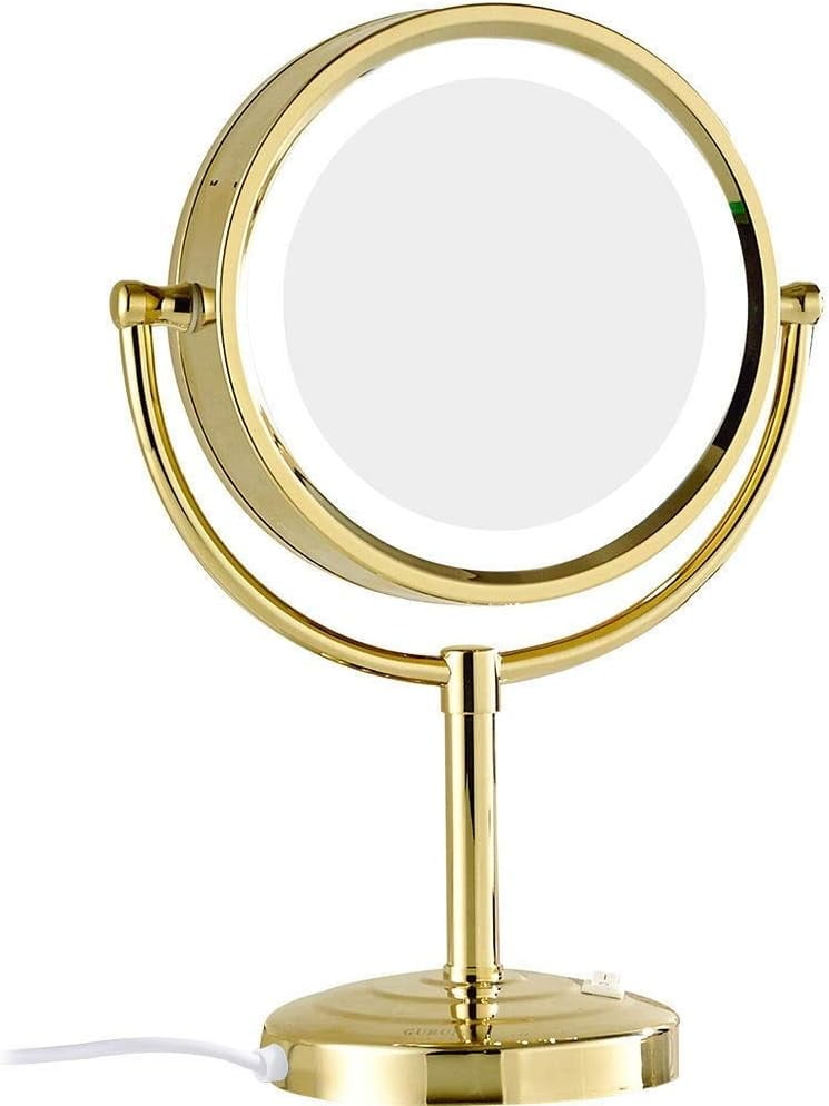 Countertop Makeup Mirrors, 8.5 Inch Double sided LED Lights Brass ...