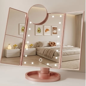 Shop Tri-Fold Makeup Mirrors with Lights for Beauty and Grooming