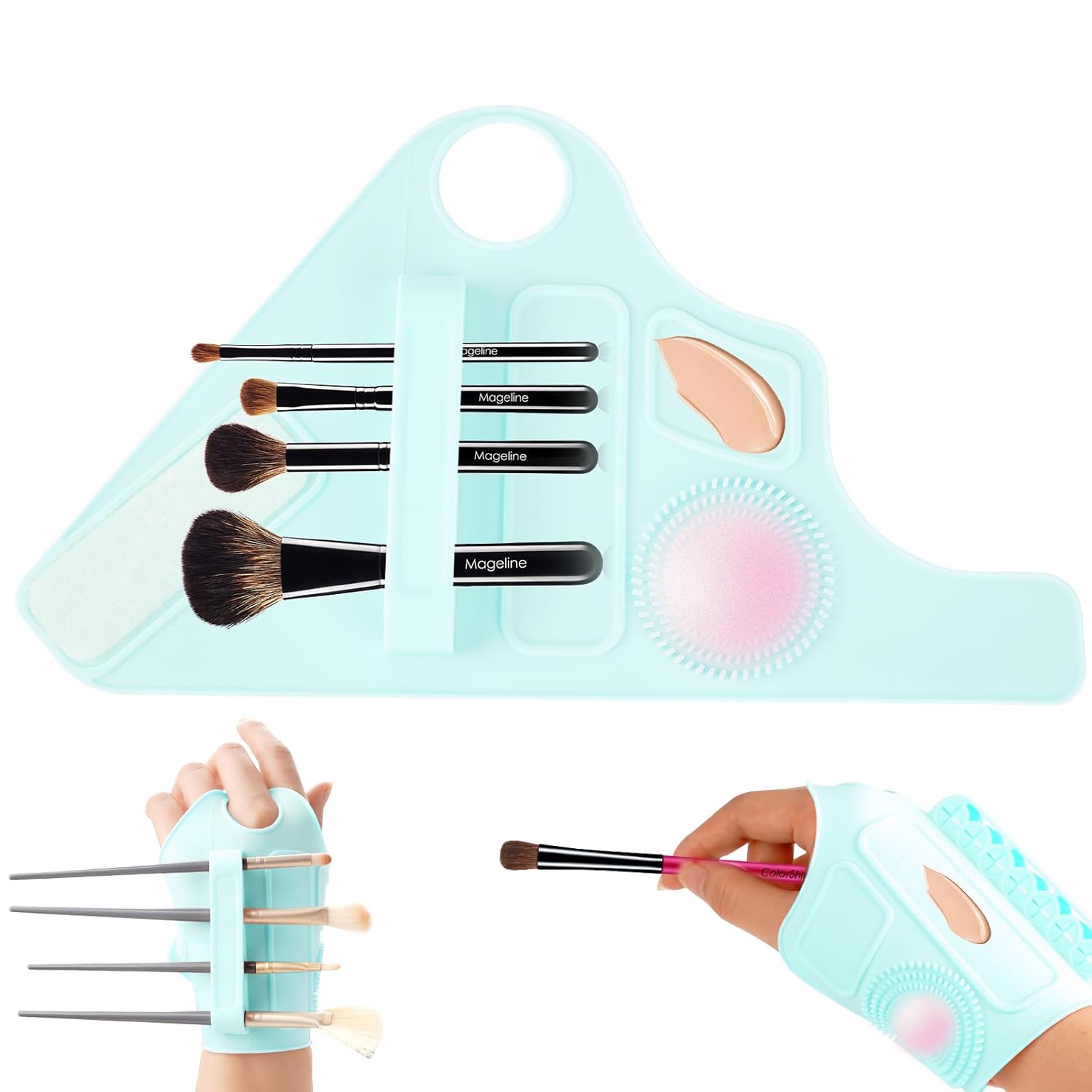 Makeup Mixing Palette Wrist Strap,Foldable Makeup Brush Storage Palette ...