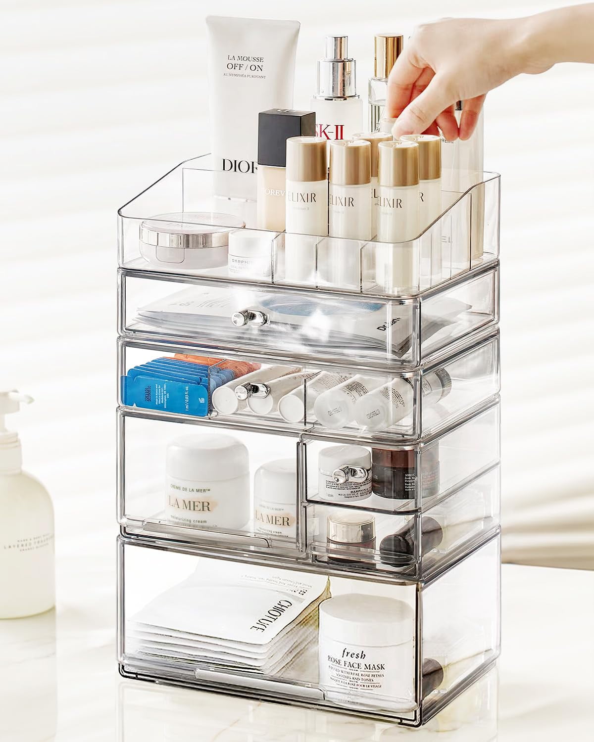 Makeup Organizer with 6 Drawers and 1 Clear Tray, Large Acrylic ...