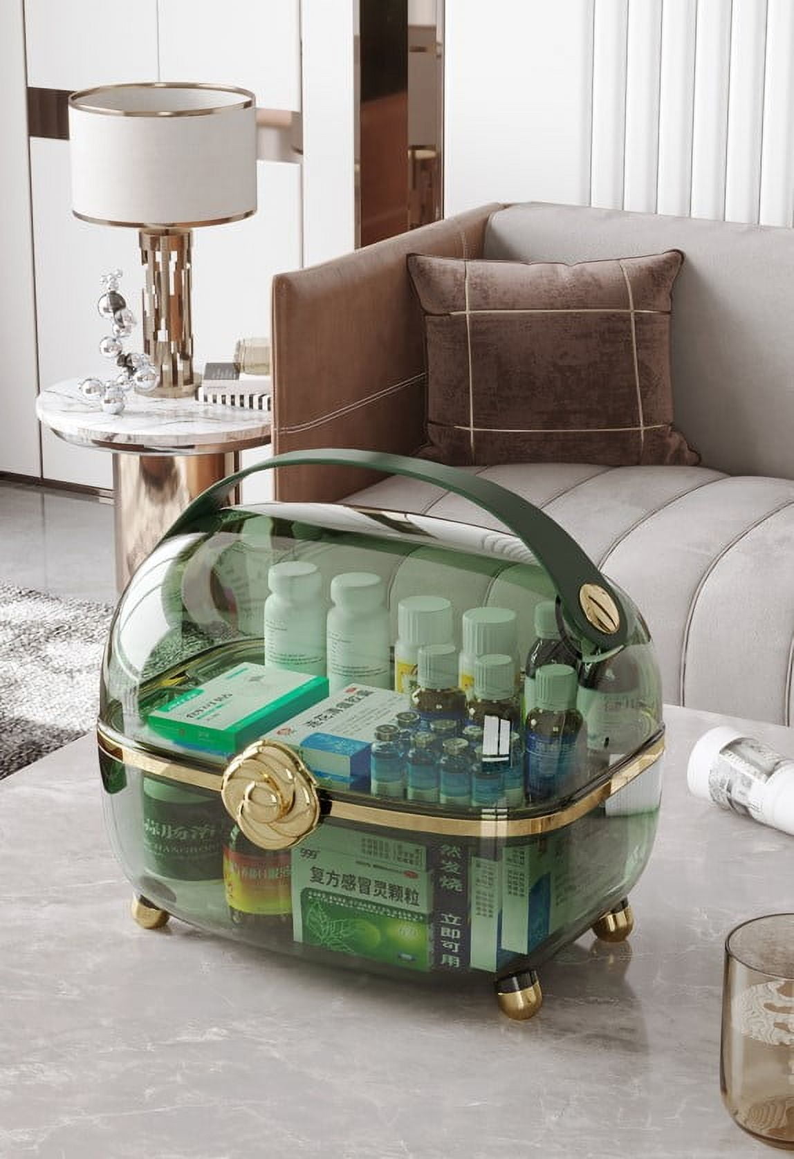 Makeup Organizer Box, Clear Cover Cosmetic Display Case with Two Tier ...