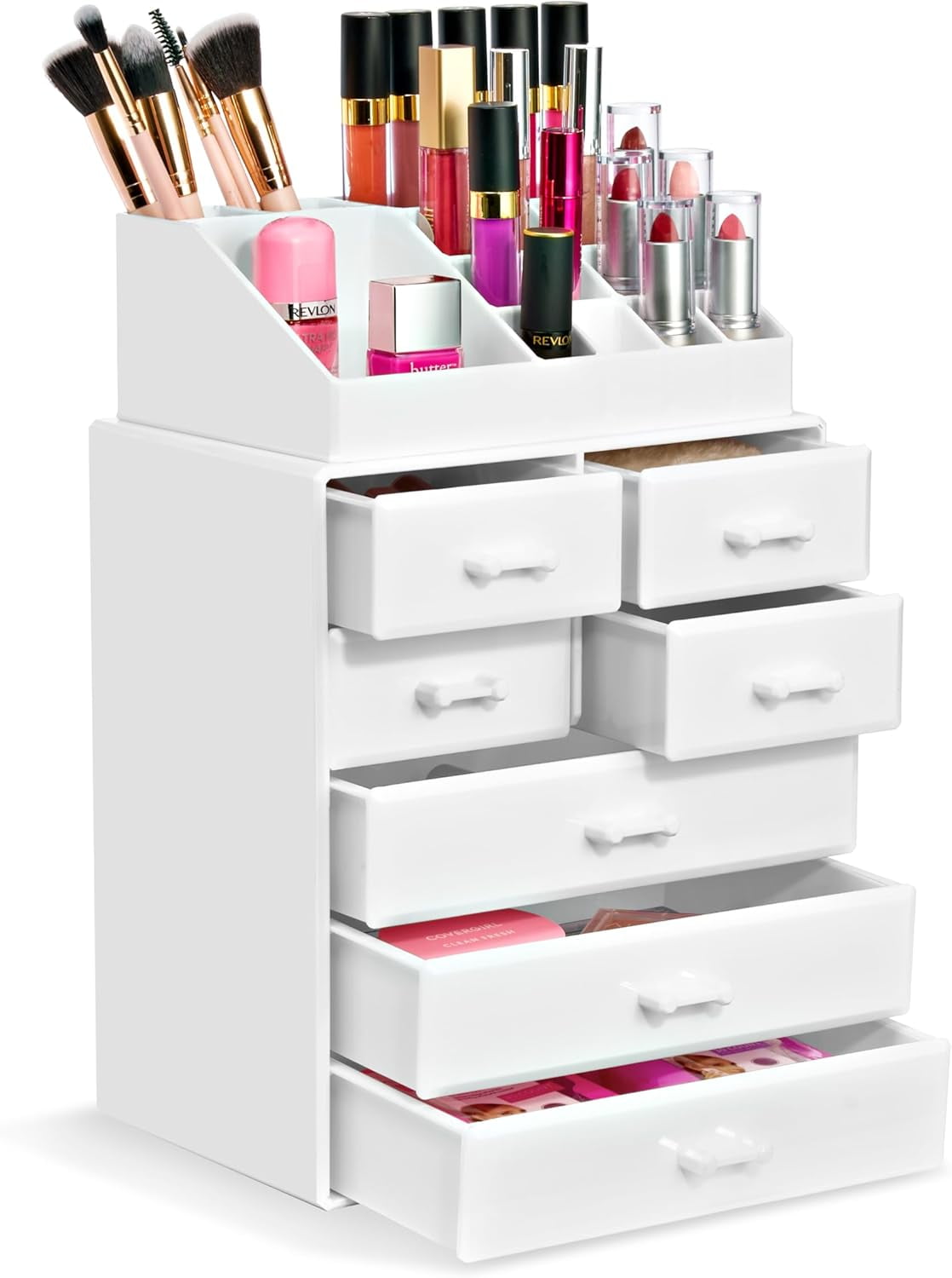 Makeup Organizer, Brush Holder and Make Up Storage Drawers - Acrylic ...
