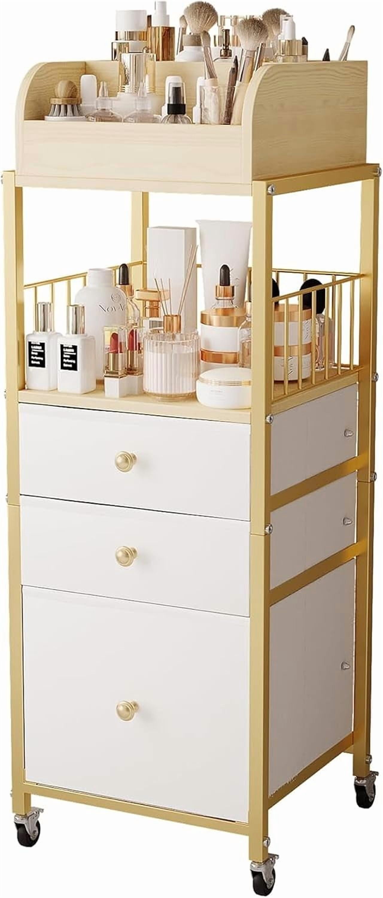 Makeup Organizer Cart with Drawers, Floor Skincare Organizers Make Up ...