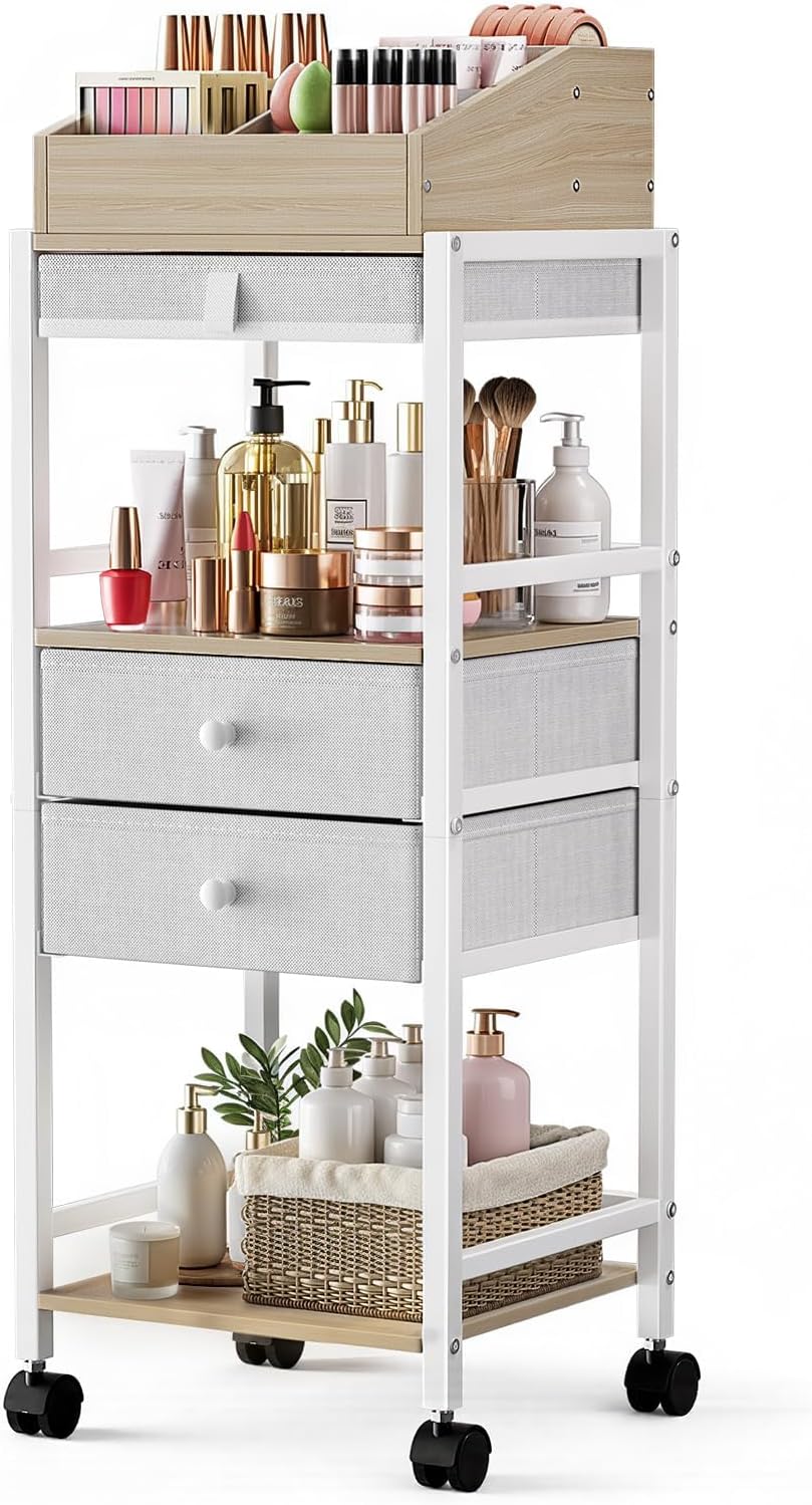 Makeup Organizer Cart, Floor Skincare Organizers, Makeup Storage with ...