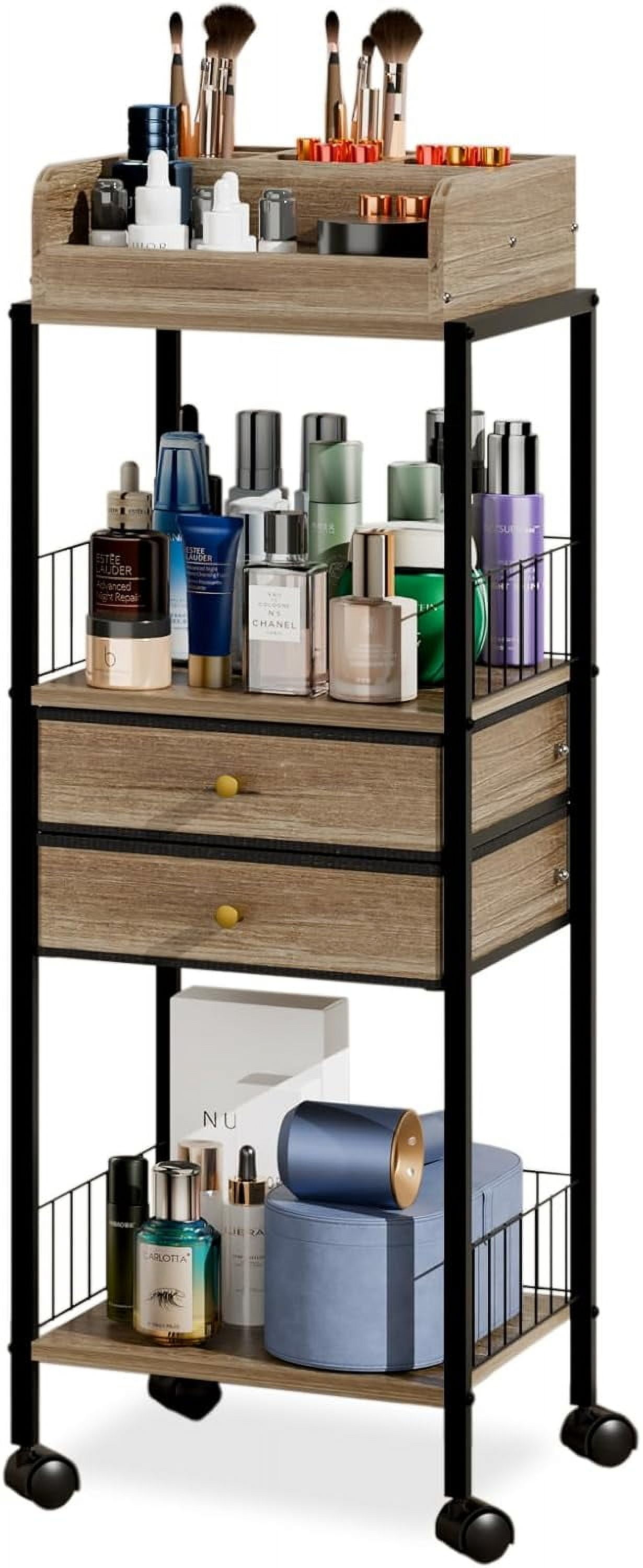Makeup Organizer Cart Shelf Floor Skincare Organizers Make Up and Station Storage Cabinet For ...