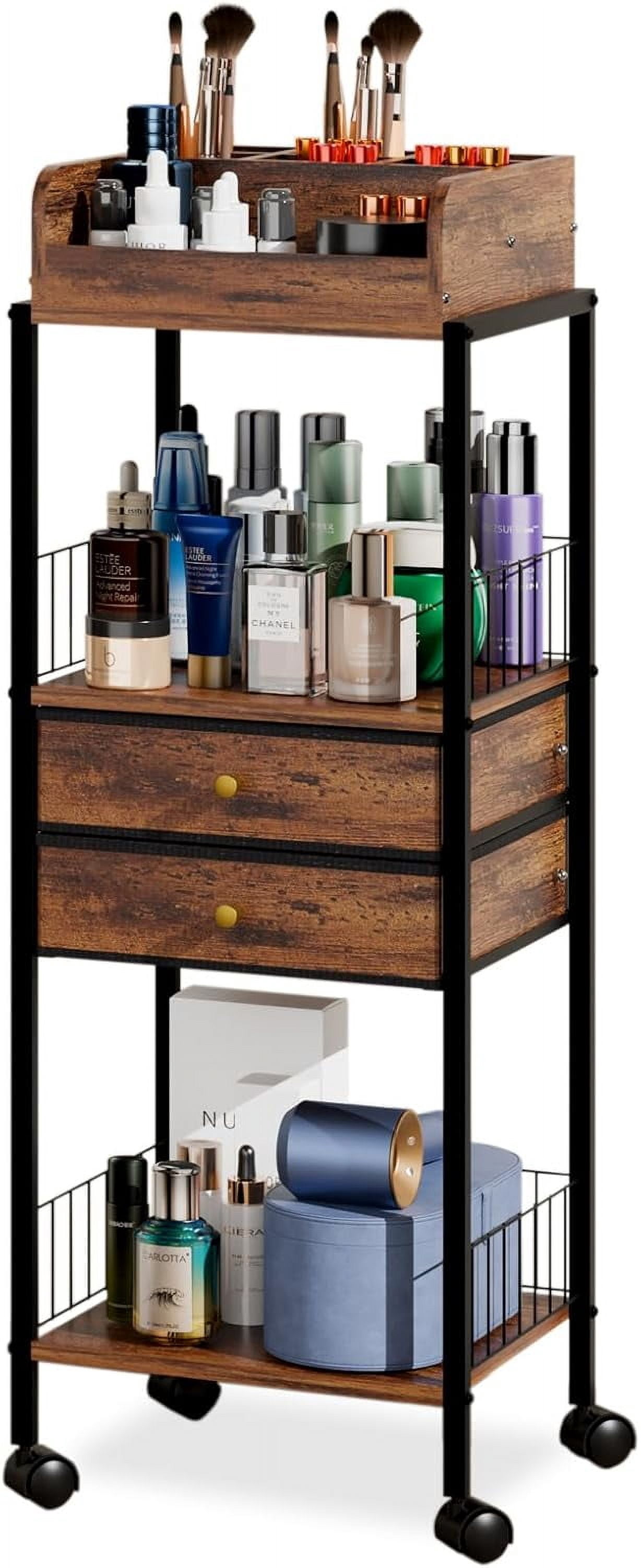 Makeup Organizer Cart Shelf Floor Skincare Organizers Make Up and ...