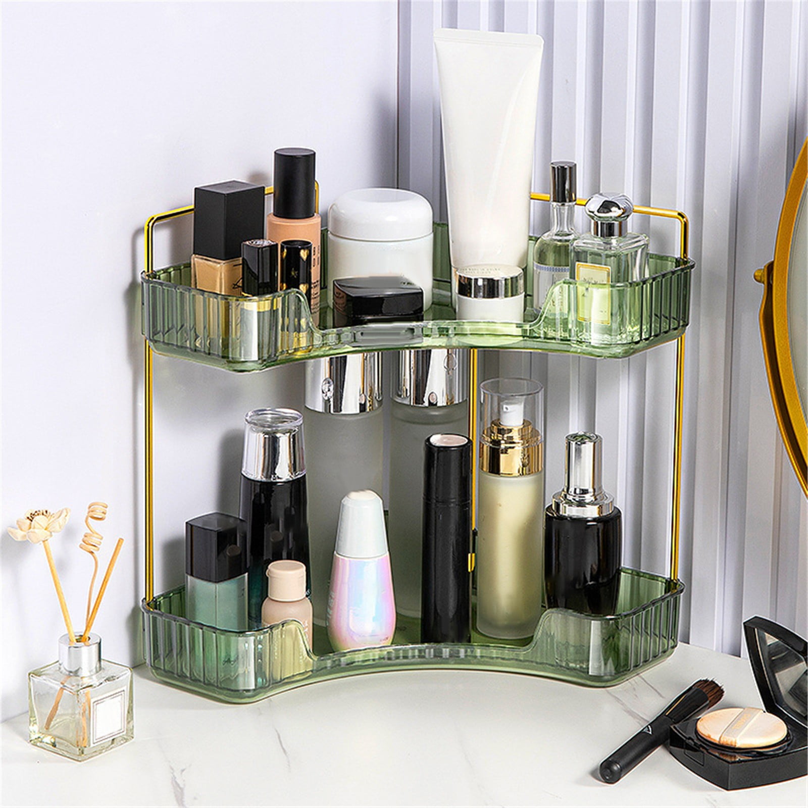 Makeup Organizer, Corner Bathroom Counter Organizer Countertop Perfume ...