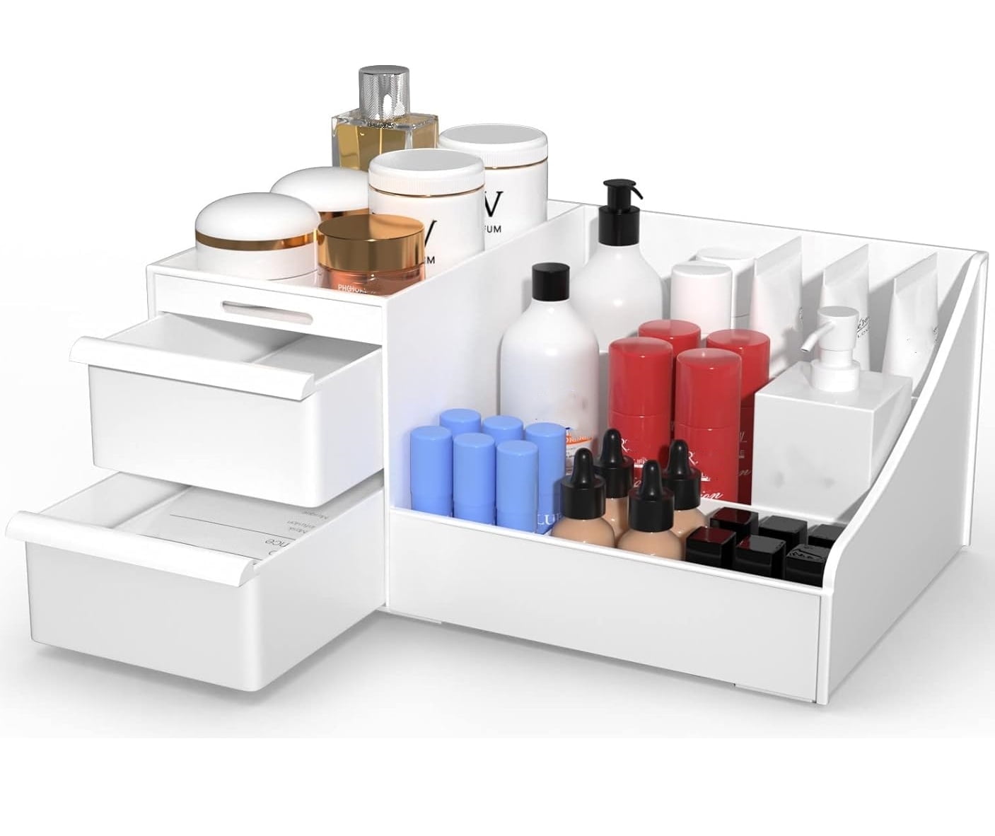 Makeup Organizer, Cosmetic Box Jewelry Storage Tray with Drawers ...