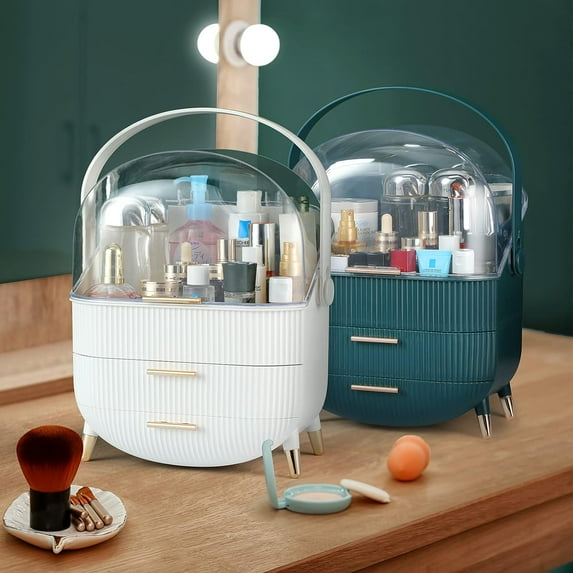 Makeup Organizer,Cosmetics Display Case With 2-Layer Storage Box ...