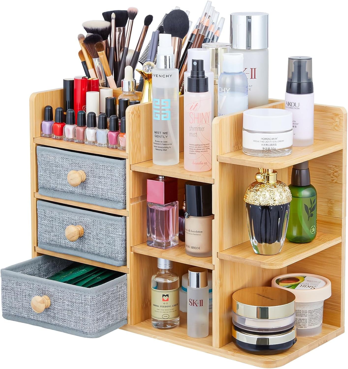 Makeup Organizer Countertop, Cosmetic Skincare Organizers With 3 Makeup ...