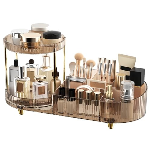 Makeup Organizer Countertop for Vanity, Rotating Perfume Tray with 5 ...