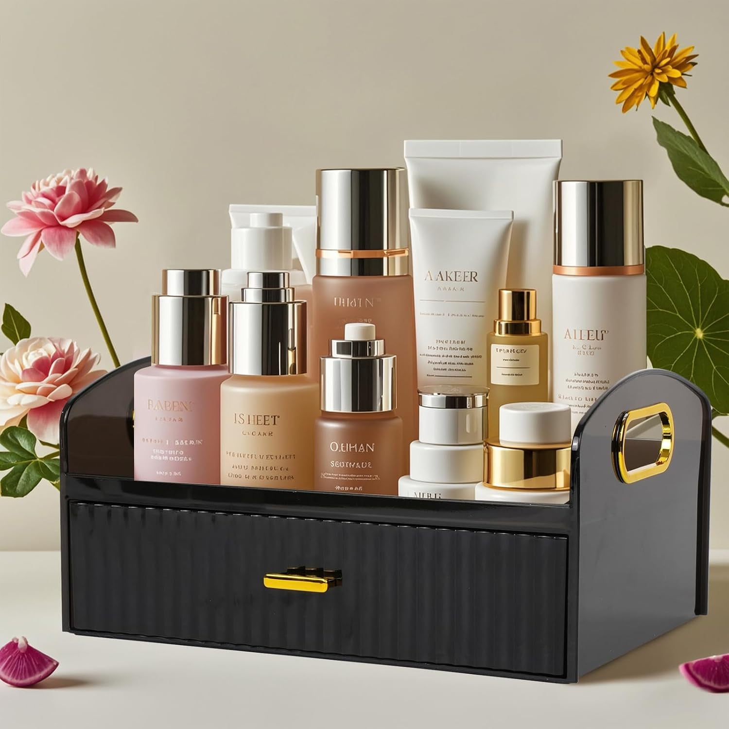 Makeup Organizer Countertop With Drawers Bedroom Vanity Clear Skincare ...