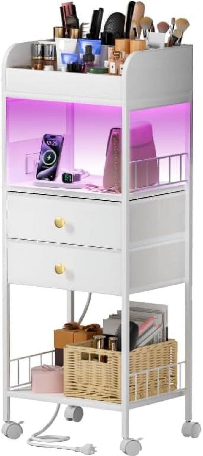 Makeup Organizer with LED Light&Charging Station, Make Up Skincare ...