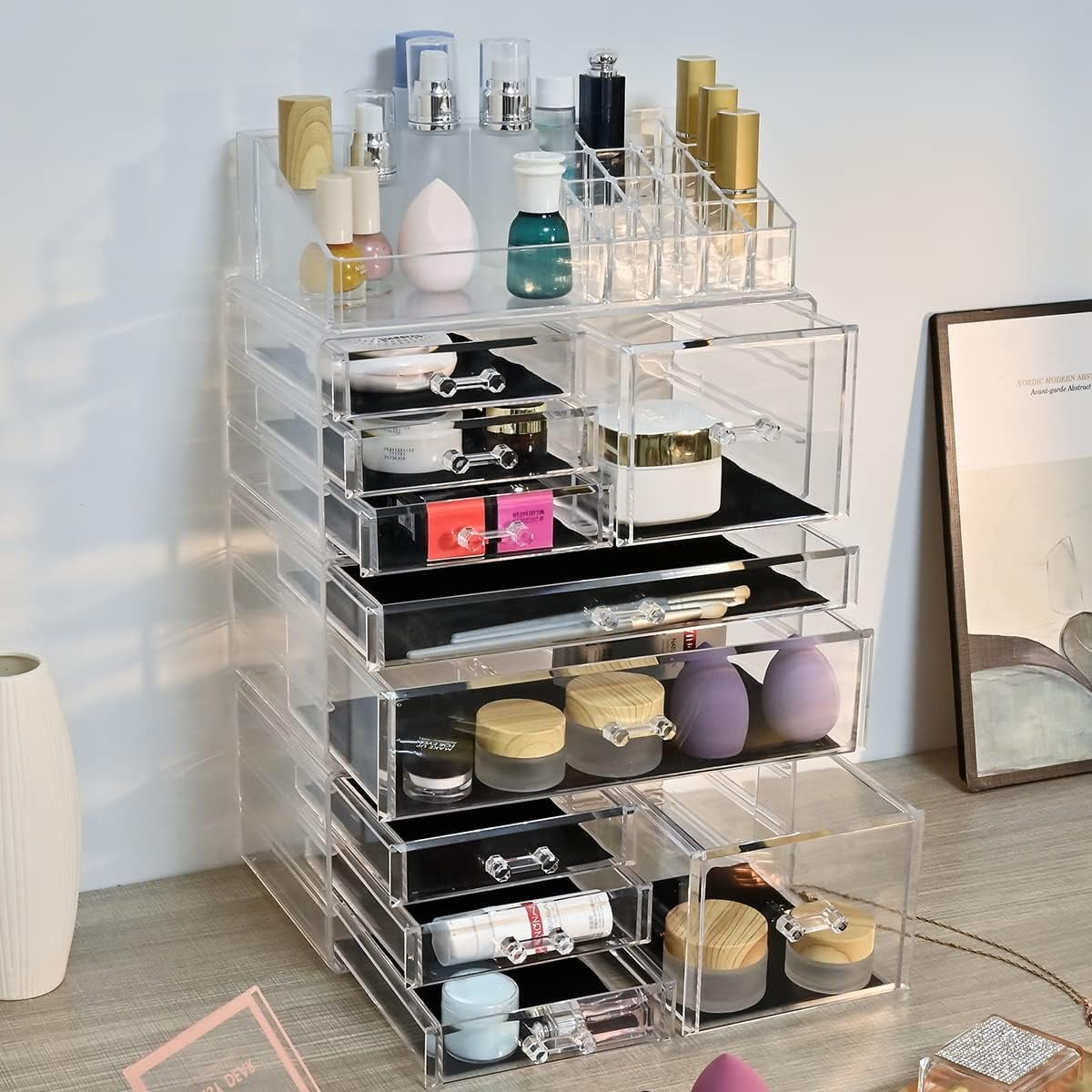Makeup Organizer,Large Clear Acrylic Makeup drawers Cosmetic Makeup and ...