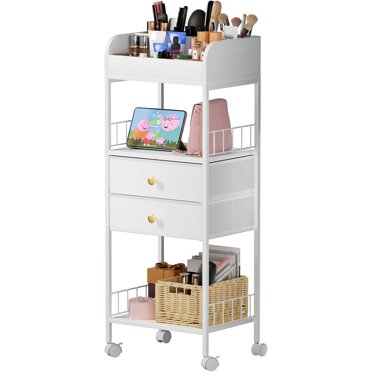 Makeup Cart with Drawers, Skincare & Makeup Organizers, Vanity Display ...