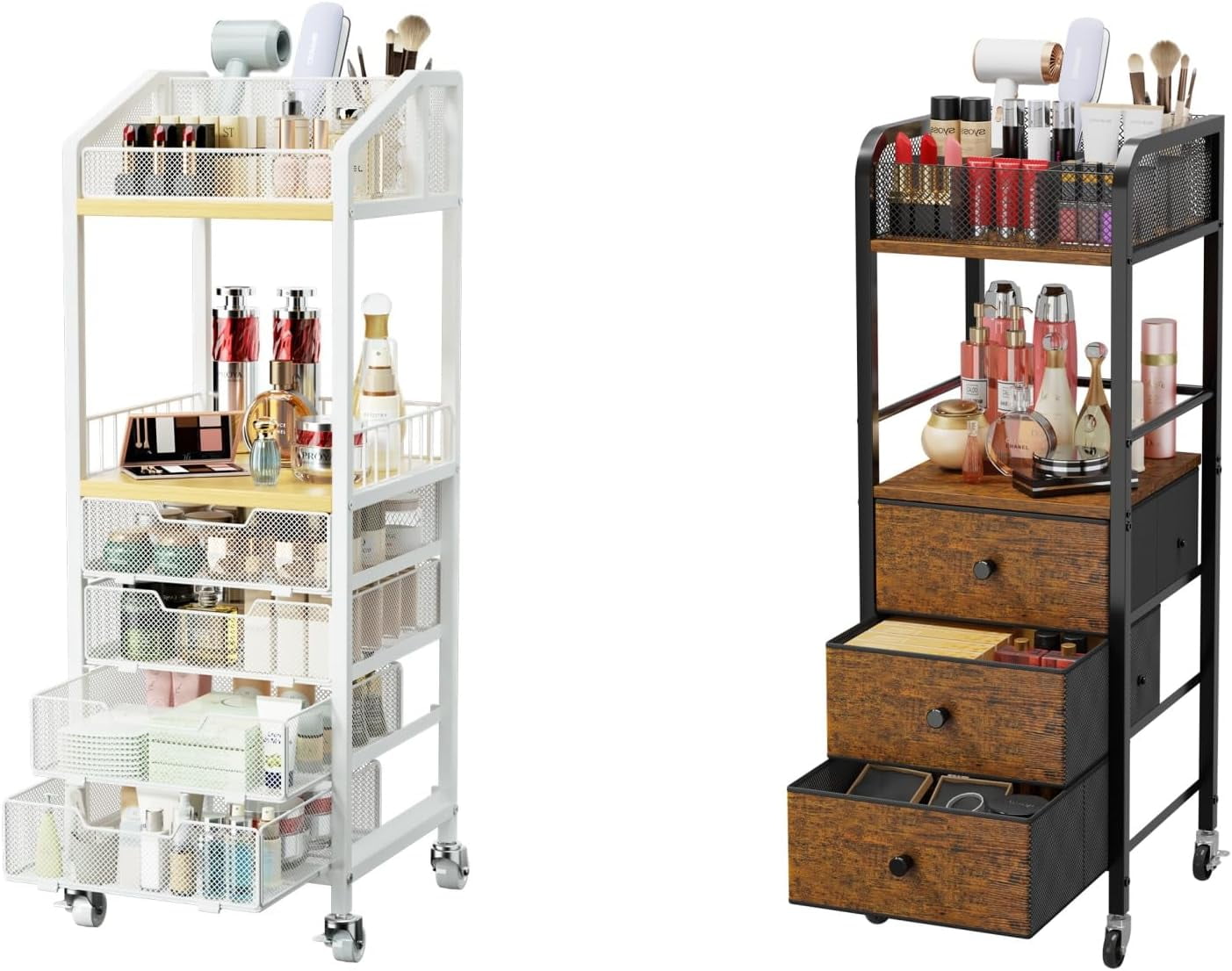 Makeup Organizer Storage Cart - Floor Skincare Make Up Organizers with ...