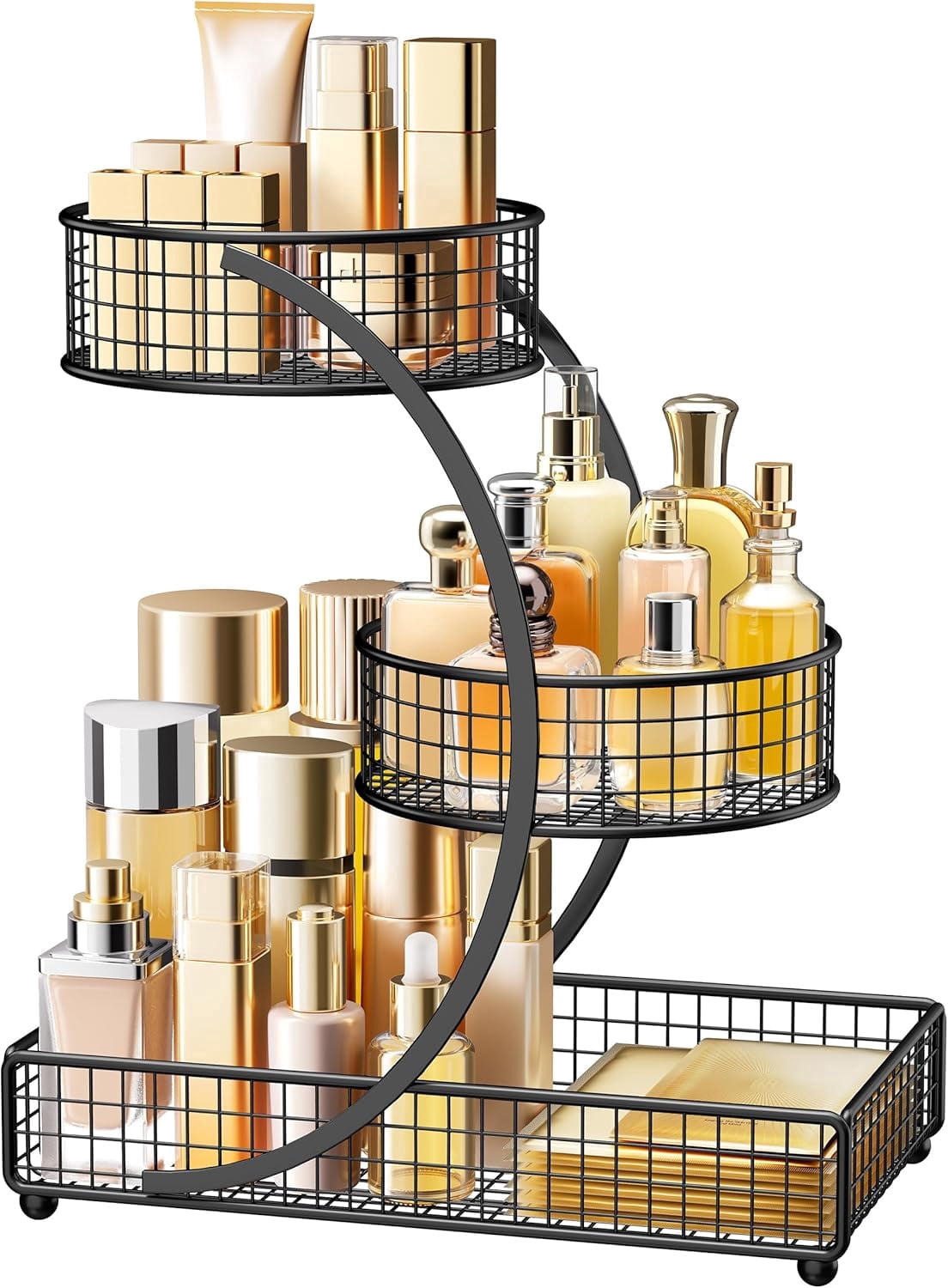 Makeup Organizer for Vanity, 3 Tier Metal Bathroom Countertop ...
