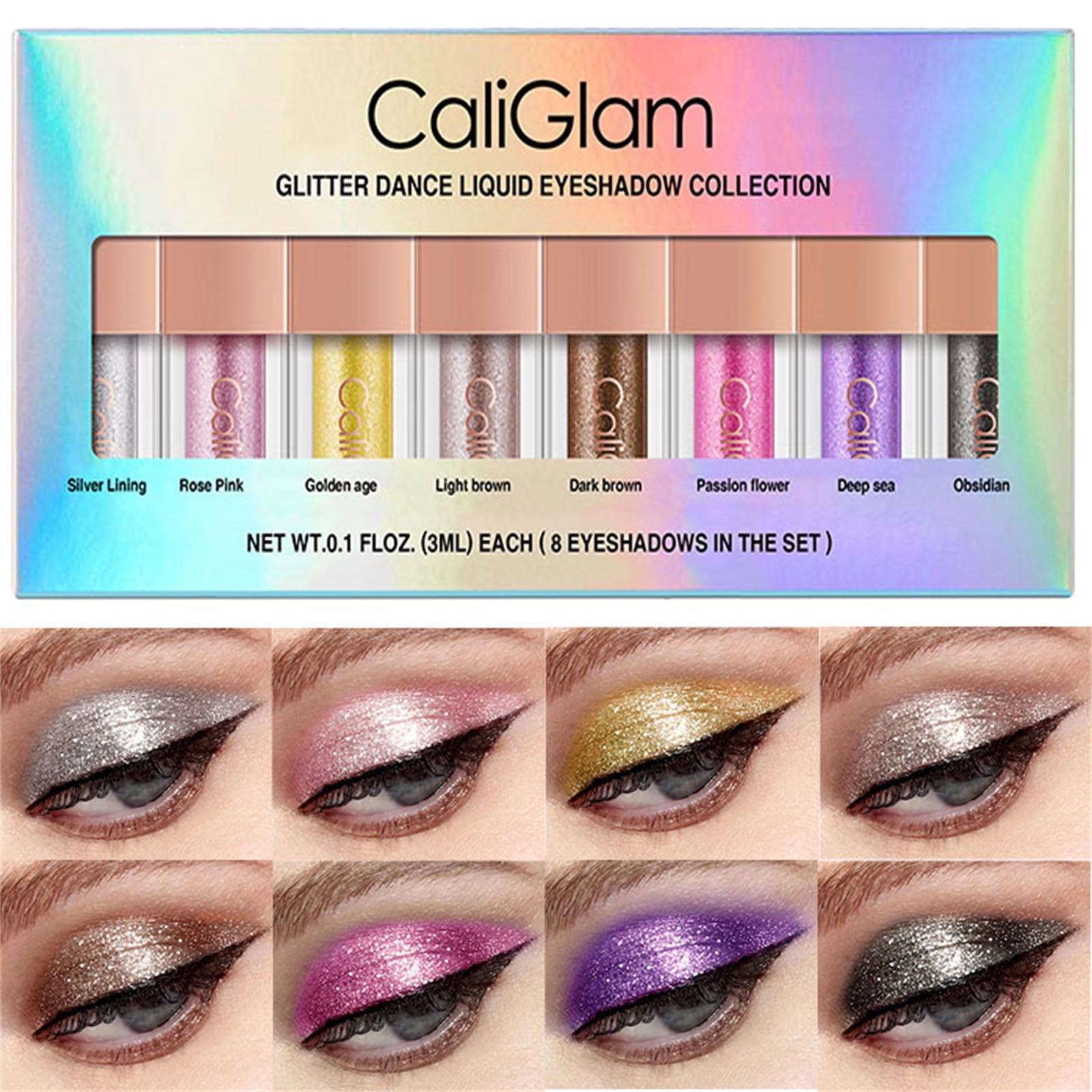 Makeup Pearly Glitter Liquid Eyeshadow Set | 8 Colors | Long-Lasting ...