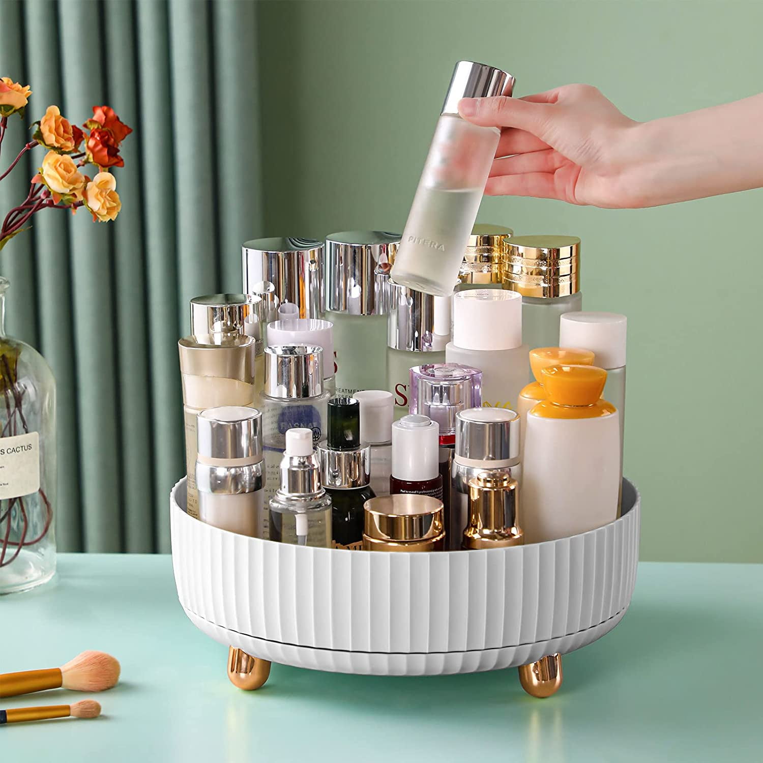 Makeup Perfume Organizer, 360 Degree Rotating Lazy Susan Cosmetic Desk ...
