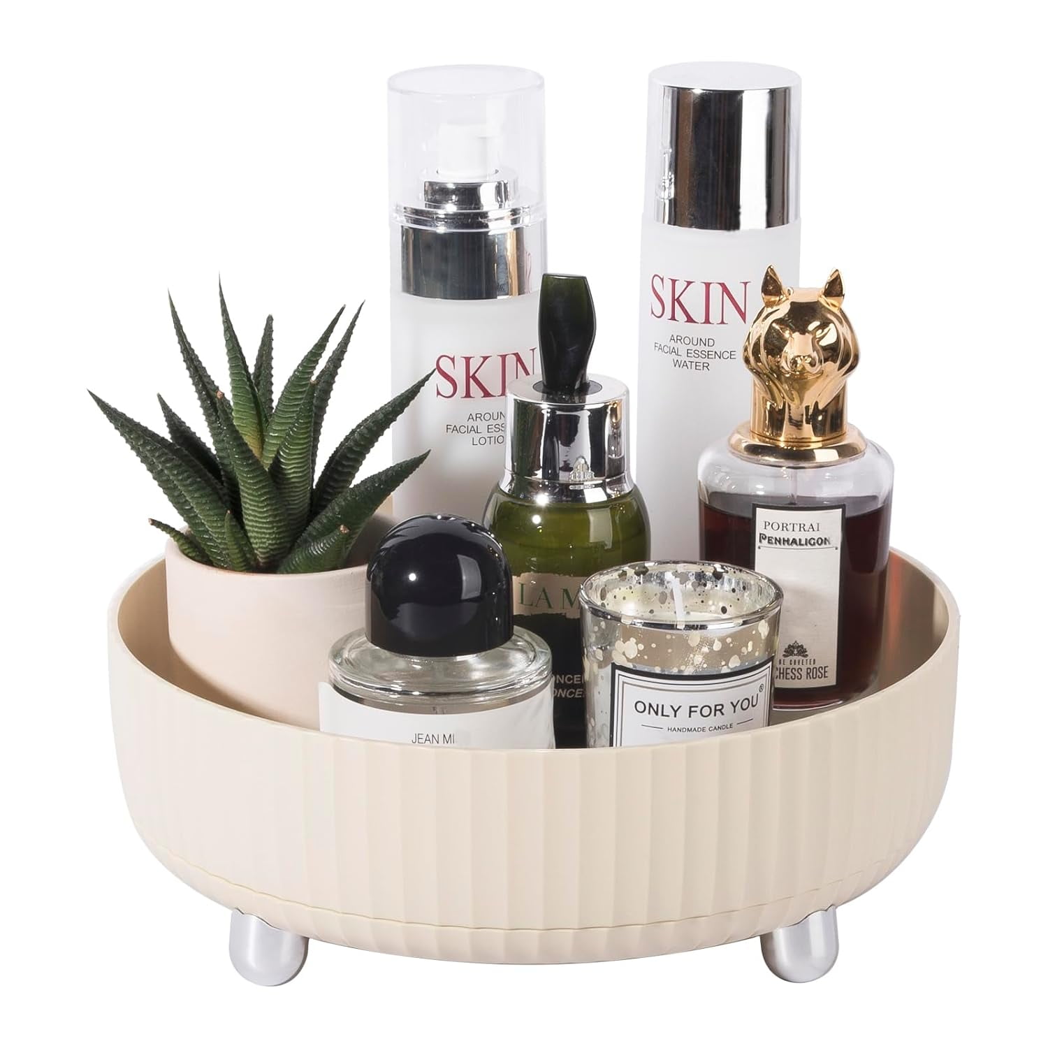 Makeup Perfume Organizer Tray 360 Degree Rotating Lazy Susan Skincare ...