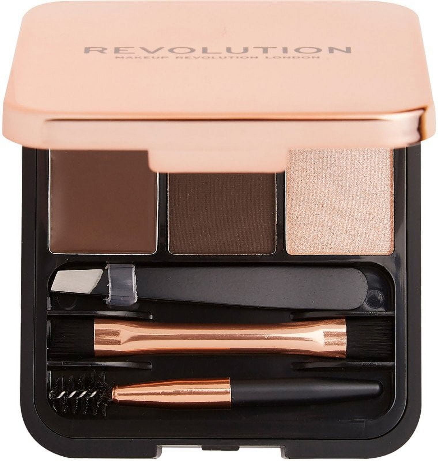Makeup Revolution Eyebrow Kit, Brow Palette Dark Brown, 0.077oz/2.2g ...