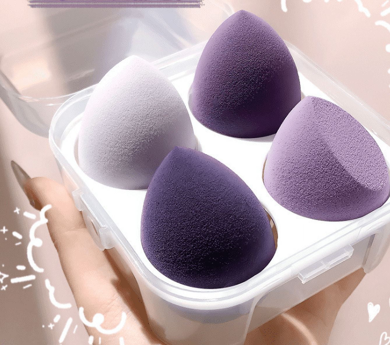 Makeup Sponge, With Fingertip Puff, 4 Pcs Dry And Wet Use Makeup ...