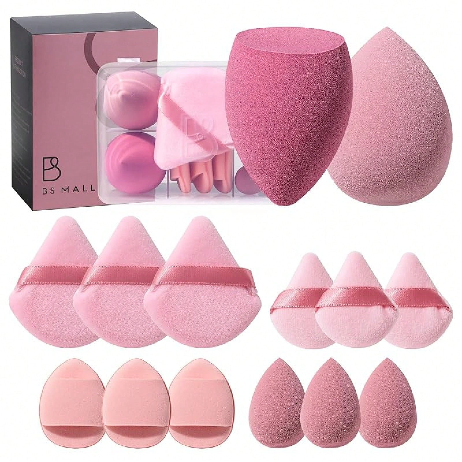 Makeup Sponge Set BS-MALL Triangle Puff 14 Pcs For Liquid, Cream, And Powder, Multi-Colored ...