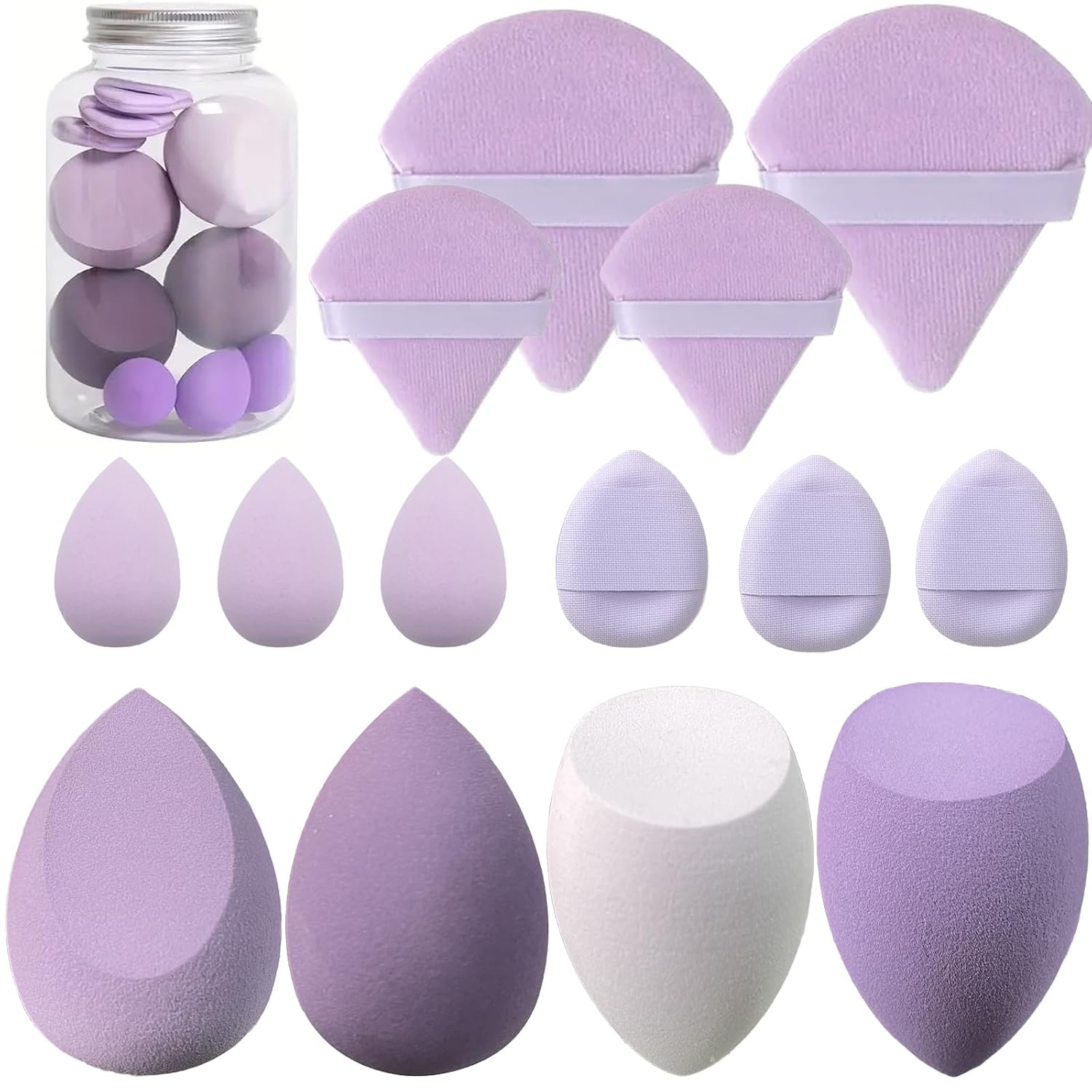 Makeup Sponge Set Blender Sponges 14 Pcs for Liquid Cream, and Powder ...