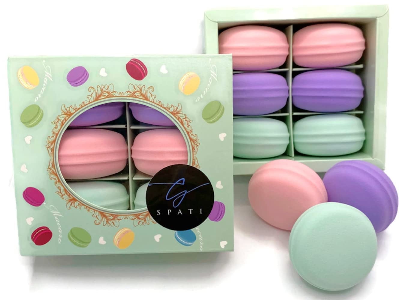 SPATI Makeup Sponges Macaron Beauty Puff Blender, 6 pcs French Macaron ...
