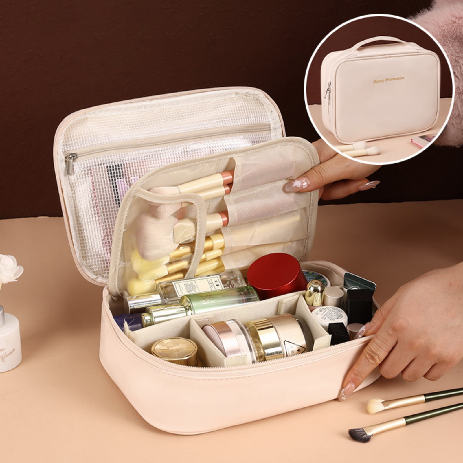 Makeup Storage Bag Large Capacity Multi-Functional Travel Makeup Bag ...