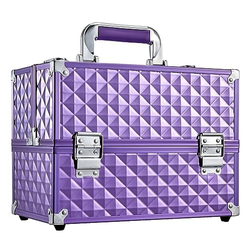 Makeup Train Case 12 Inch Portable Cosmetic Case - 6 Tier Professional ...