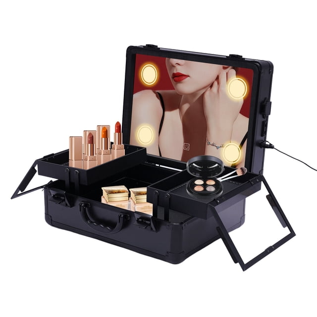 Makeup Train Case Bag Cosmetics Organizer Storage Box W/ Led Light ...